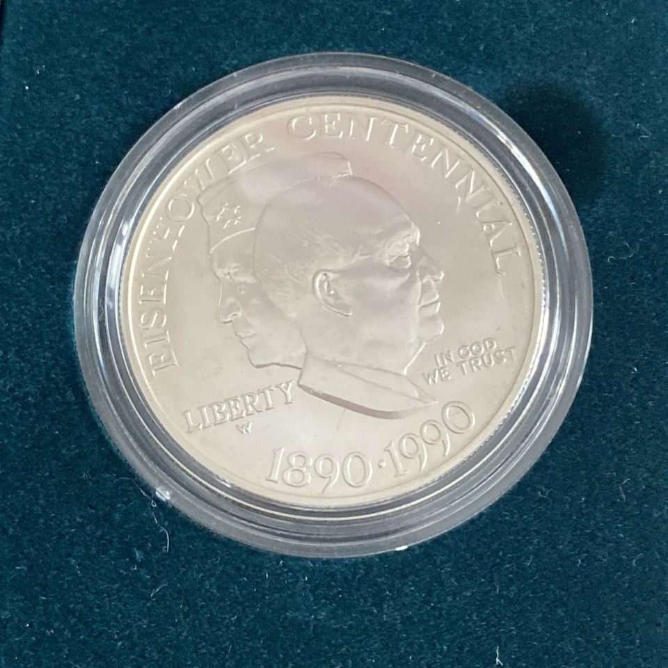 1990 US Eisenhower Centennial $1 Silver Dollar Proof Coin w/ Box COA | eBay