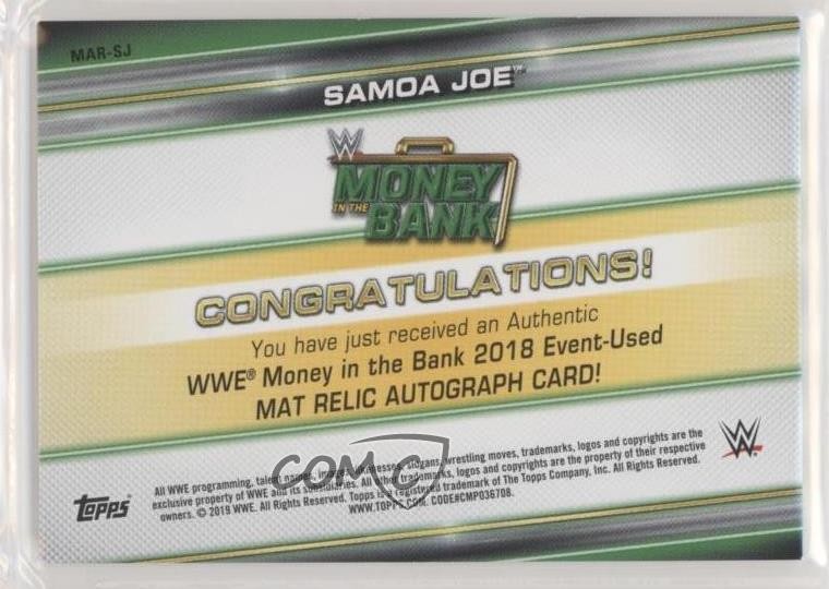 2019 Topps WWE Money in the Bank Superstar Mat Relic /99 Samoa Joe #MAR ...