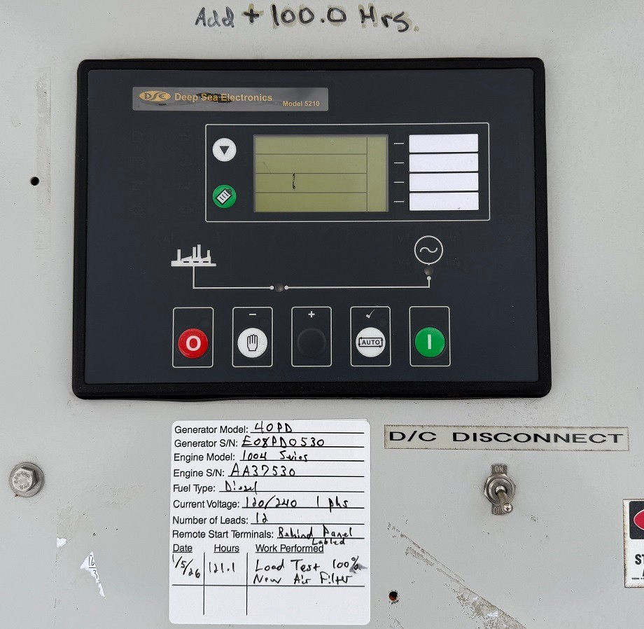 40 kw Lynx / Perkins Diesel Generator - 3.99L 4 Cyl. - 121 Hours - Mfg ...