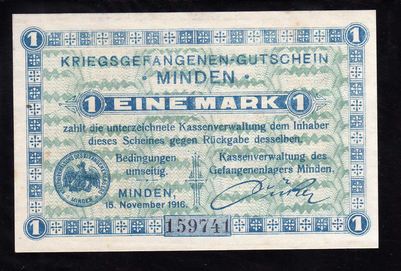 MINDEN - GERMANY NOTGELD - MINDEN - WW1 POW CAMP MONEY - 1 MARK | eBay
