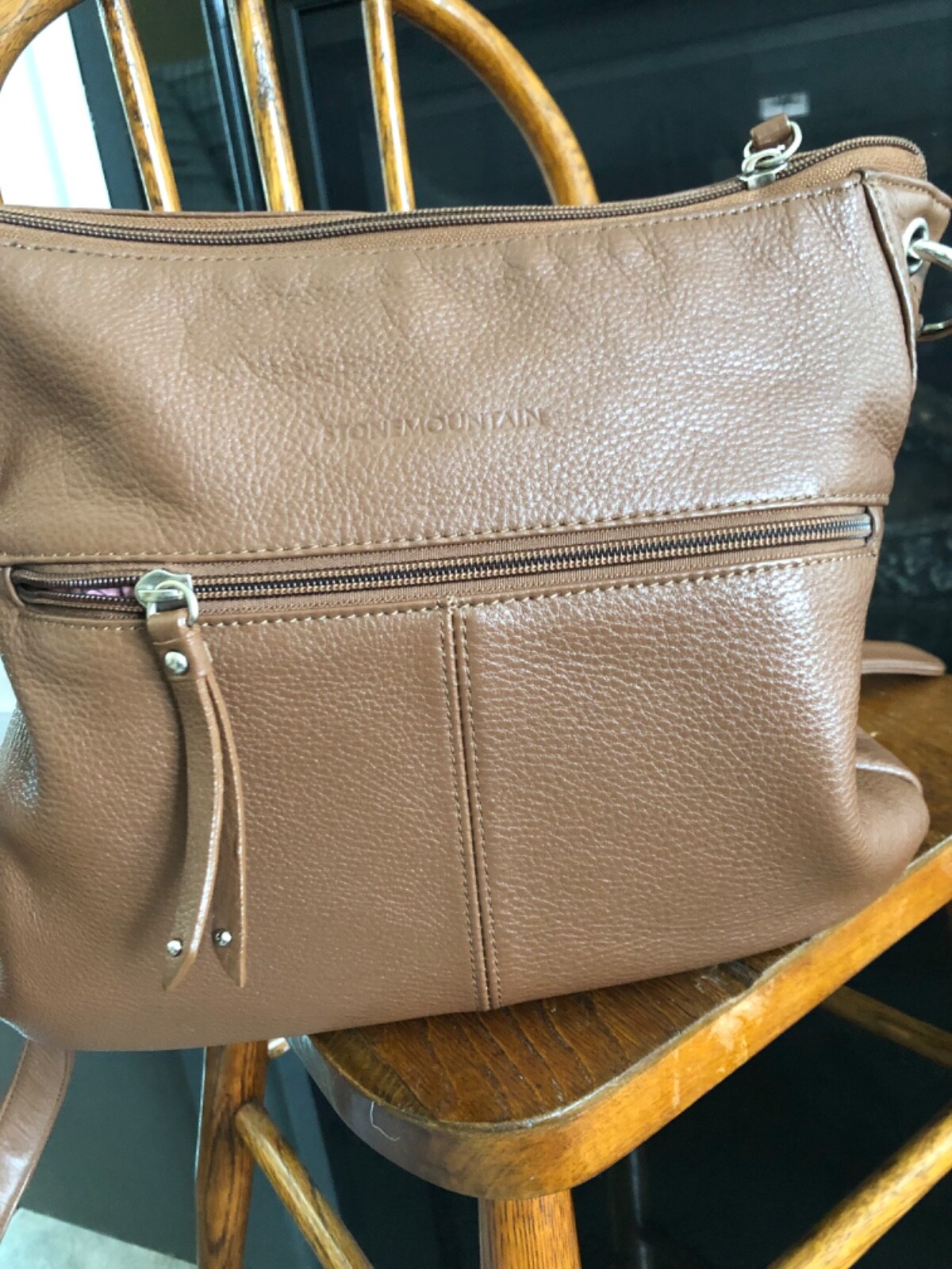 Stone Mountain Brown Leather Crossbody Bag Satchel Purse Pocket | eBay