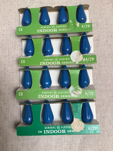 Vintage GE Indoor C6 Replacement Bulbs Blue Ribbed Circle Logo Lot of ...