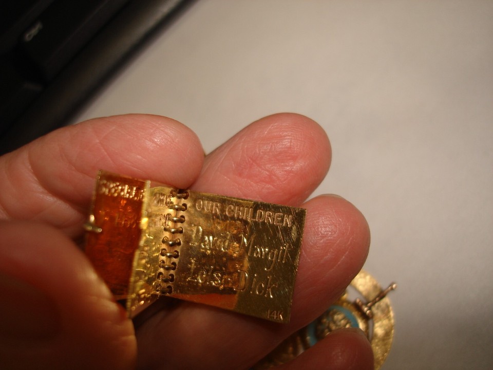 Vintage 14K Gold 8 Pc Charms Ruby Enamel Jewish Judaica Moses Hanukah ...