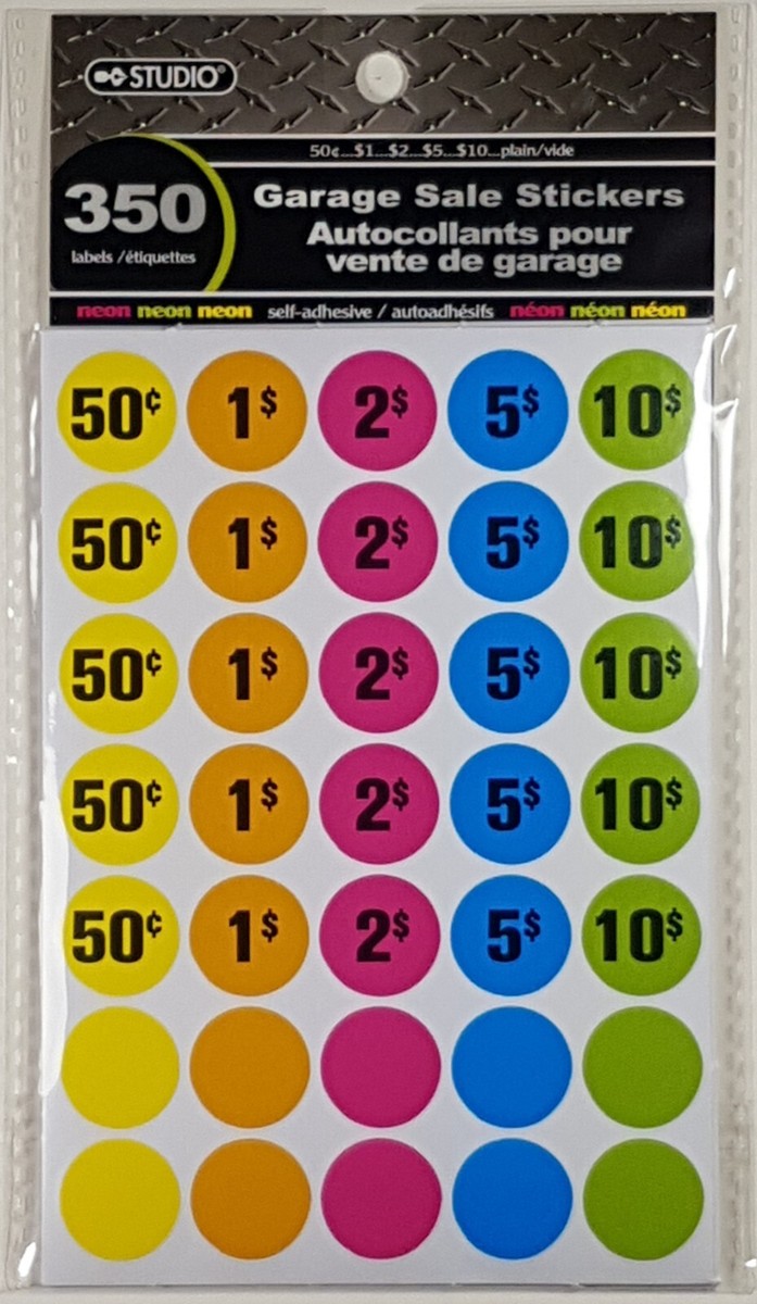 Garage Sale Pricing Labels