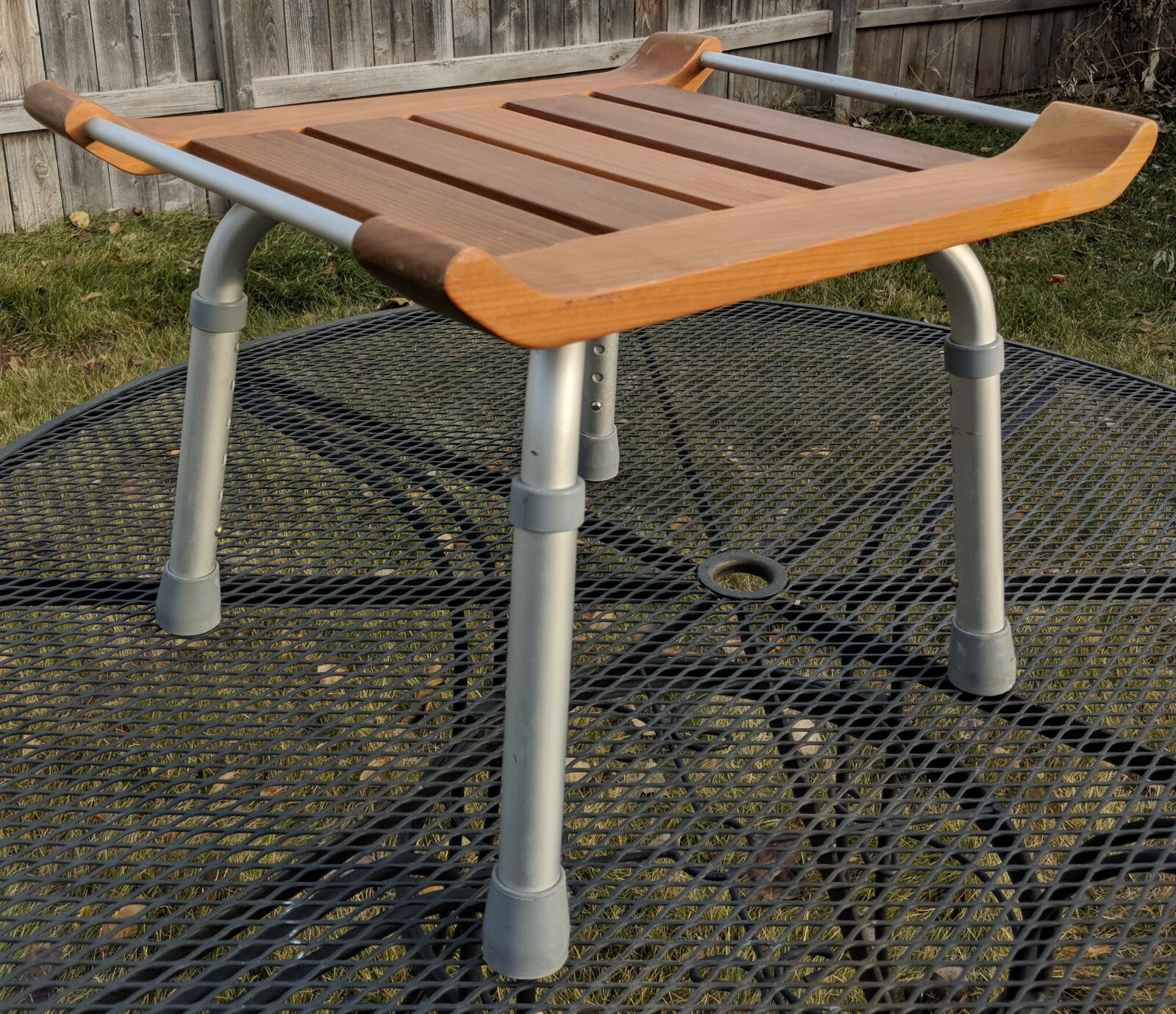 Spa Shower Bench Teakwood seat & Adjustable U shaped Aluminum Legs ...