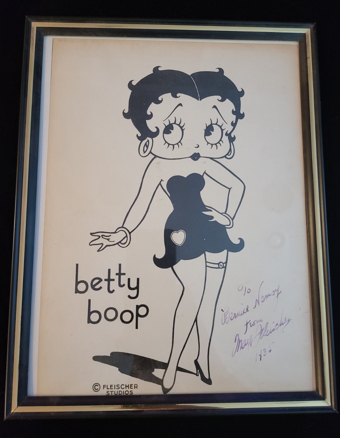 RARE BETTY BOOP ILLUSTRATION INSCRIBED SIGNED FROM ARTIST MAX FLEISCHER ...