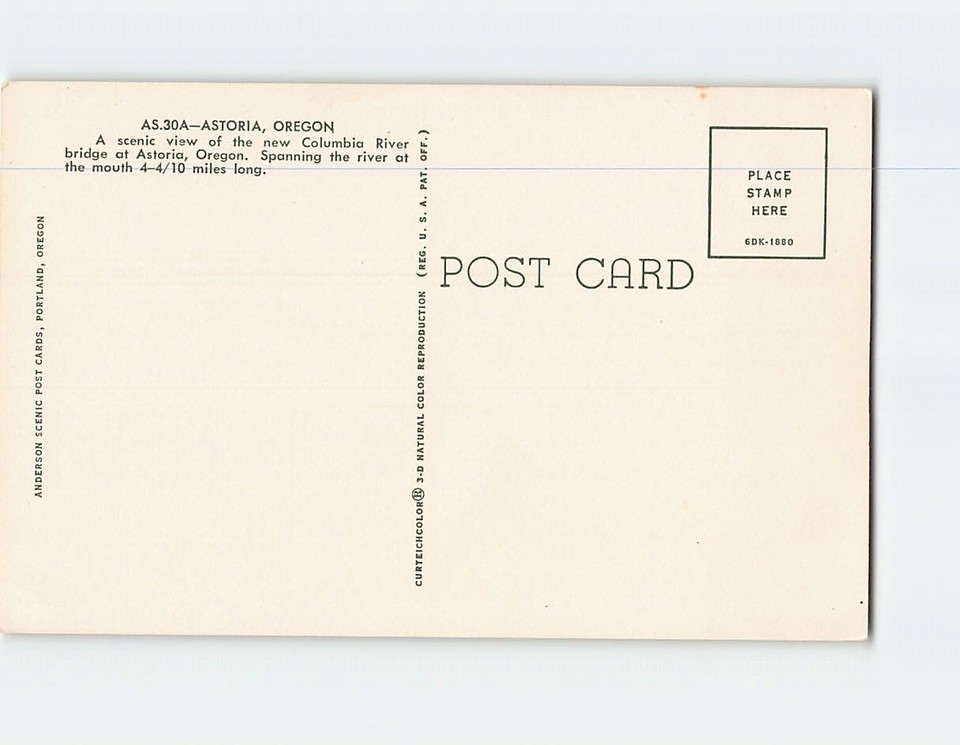 Postcard Scenic View of Columbia River The Astoria Oregon Bridge Oregon USA | eBay