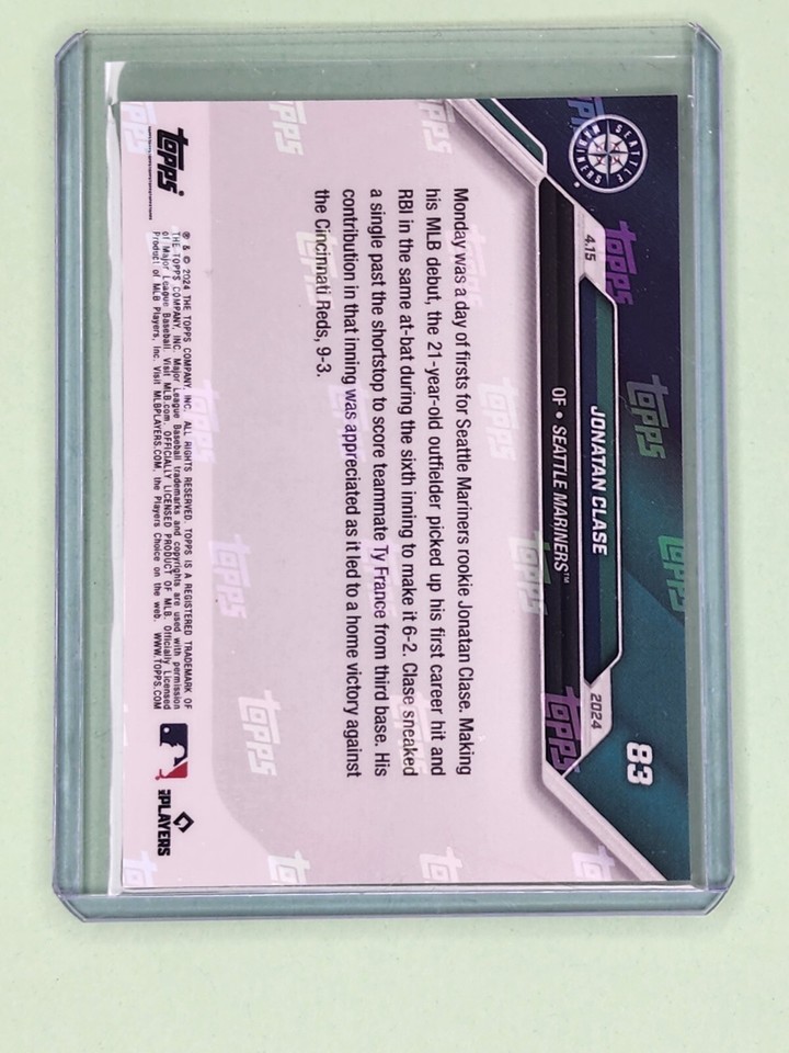 Jonatan Clase RC Mariners Debut 2024 MLB TOPPS NOW Card 83 Red 10/10 ...