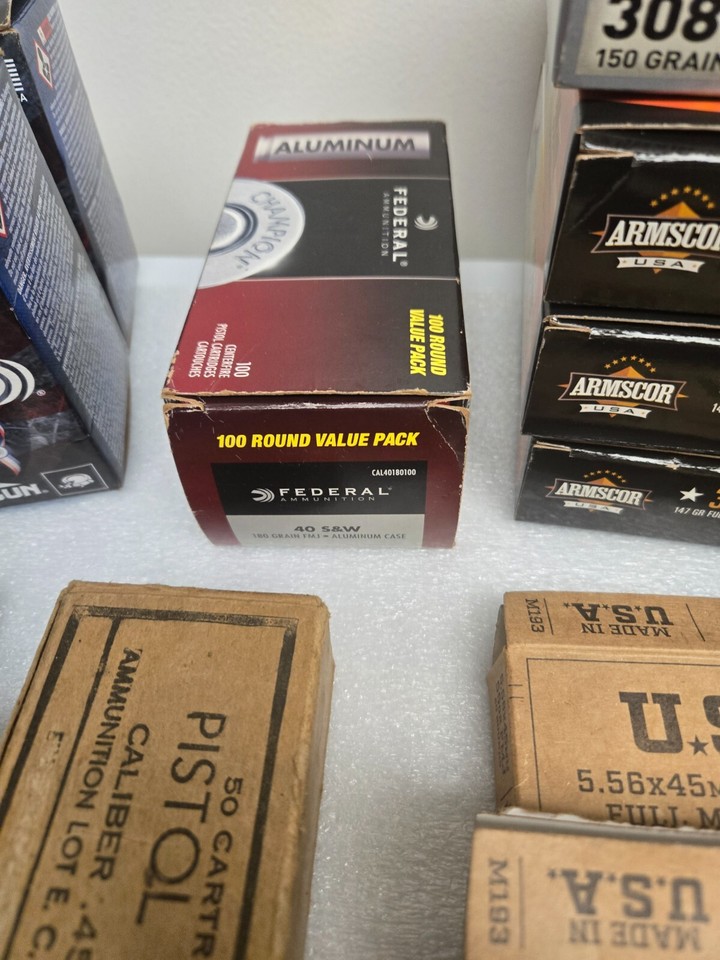 Empty Ammunition Ammo boxes Cardboard 9mm 38 12 gauge 270 WSM 308 mixed ...