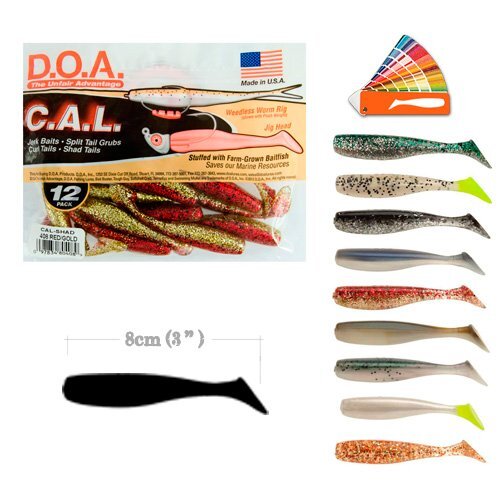 DOA Cal-Shad 3in Soft Plastic Bait - 9 Pack for Redfish, Trout, Snook ...