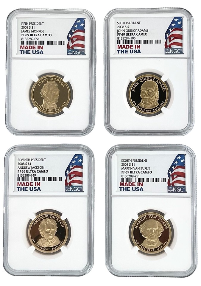 2008 S Presidential Dollar Set NGC PF70 UltraCameo - Made In USA Holder ...