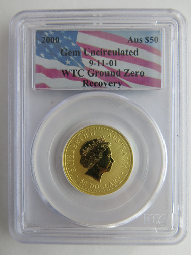 2000 Ground Zero gold 1/2 oz Australia Nugget PCGS Gem Recovery $50 ...