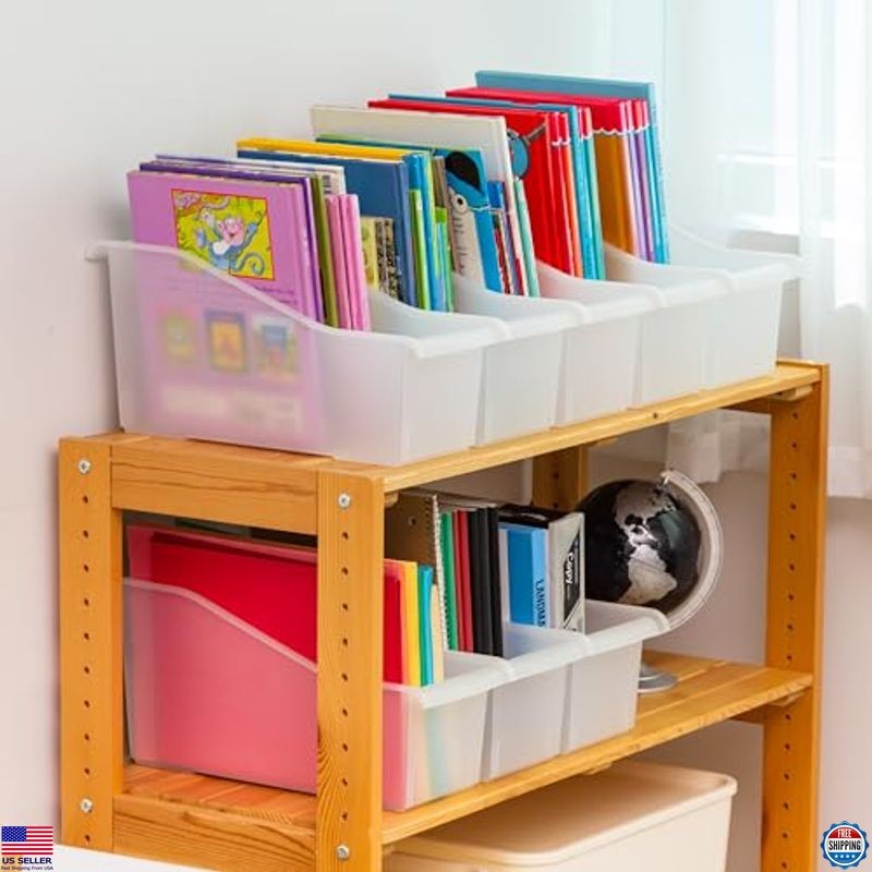 8-Pack Clear Plastic Book Bin Magazine Holders for Office & Craft ...