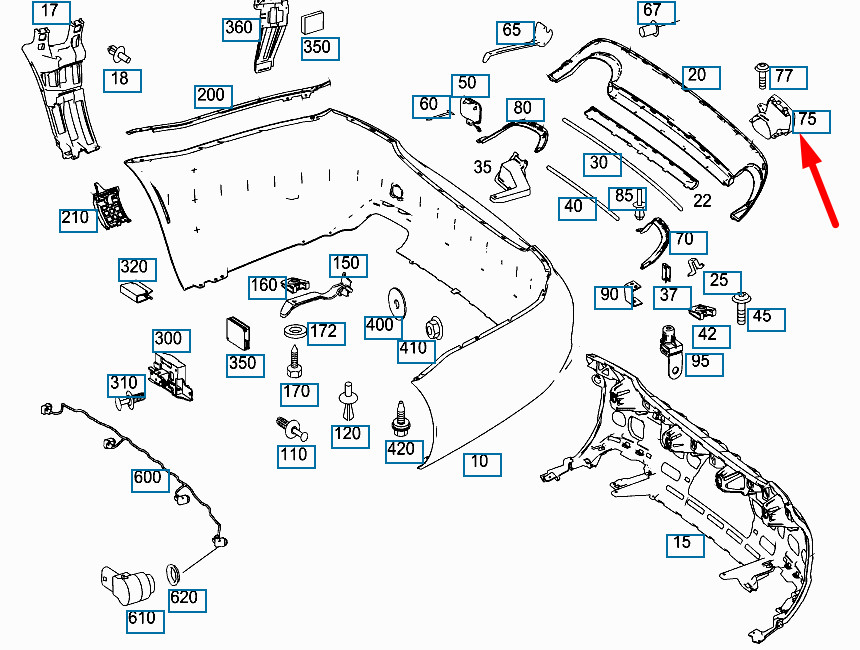 MERCEDES-BENZ CL-CLASS COUPE C216 LEFT EXHAUST TIP COVER A2214904127 NO ...