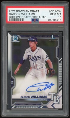 2021 Bowman Draft Chrome Carson Williams Auto Rookie RC PSA 10 Tampa ...