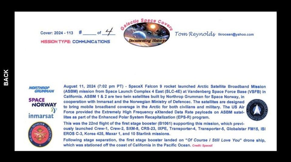 ASBM Launch by SpaceX from VSFB, August 11, 2024 | eBay