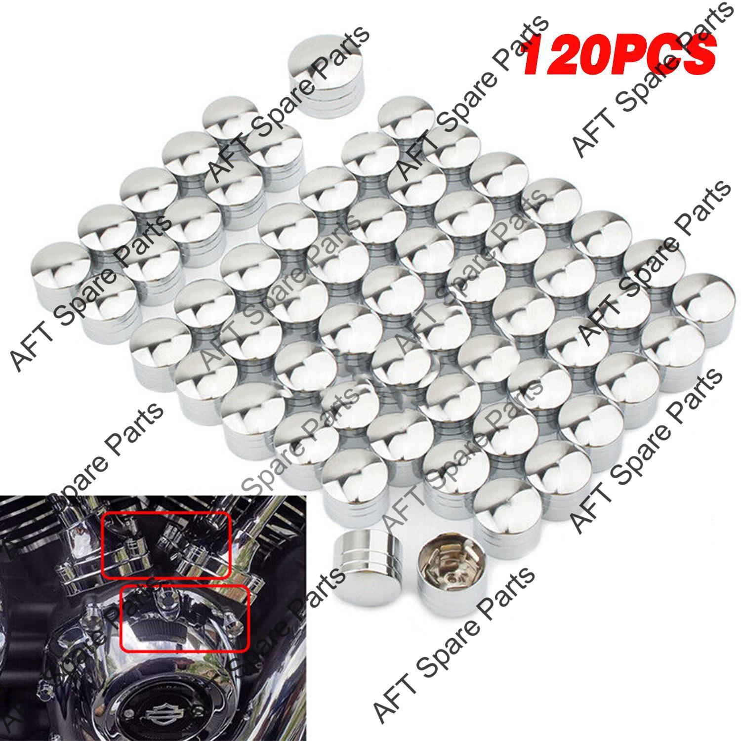120PCS Engine Bolt Cover Silver Fits Harley Evolution 1984-1999 Twin ...