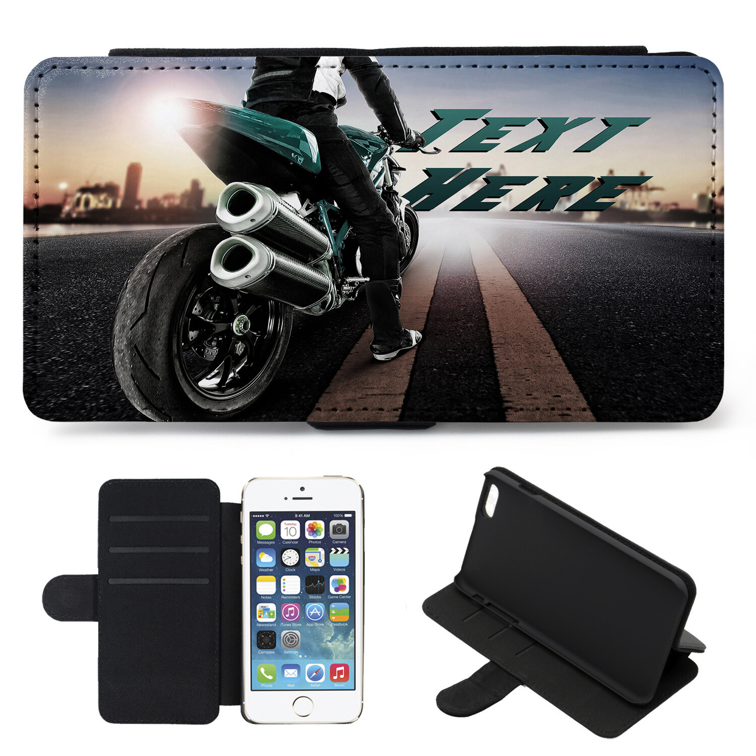 Personalised Motorcycle iPhone Case Custom Flip Phone Cover Wallet Gift ...