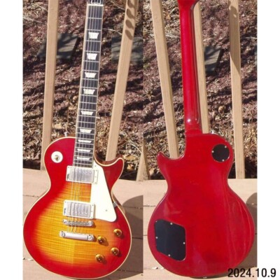 Electric guitar cherry burst flame top explorer style headstock shape ...