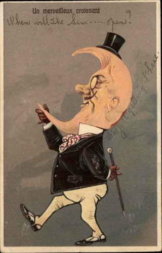 PFB Man in the Moon French Moon Man Monocle Top Hat c1910 Vintage ...