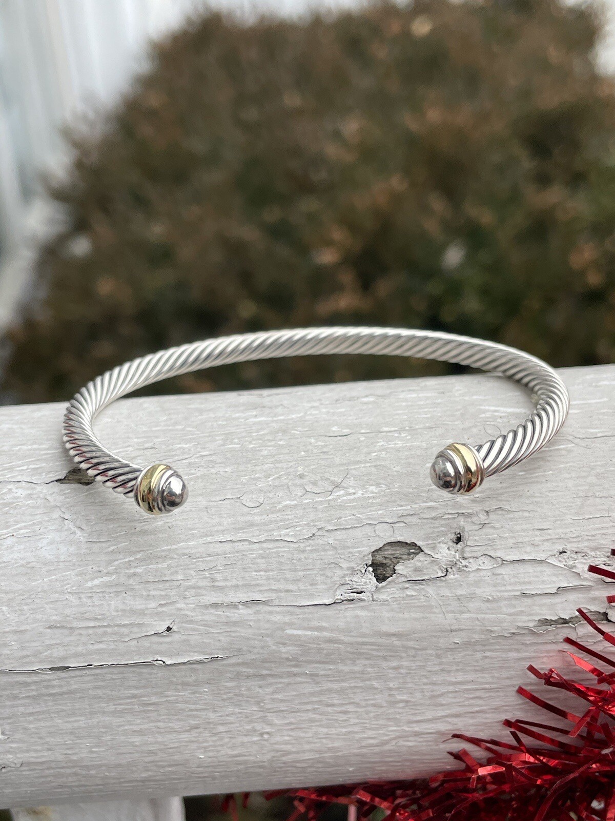 David Yurman Sterling Silver 18K Gold 4mm Cable Class… - Gem