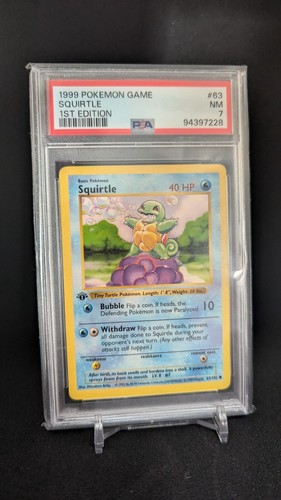 Pokemon Cards 1999 Base Set 1st Edition Shadowless Squirtle 63/102 PSA ...