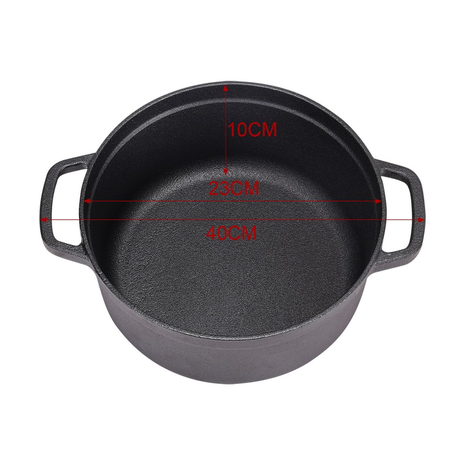 Round Cast Iron Cooking Soup Stew Pot Dutch Oven Casserole Dish Pot Pan ...