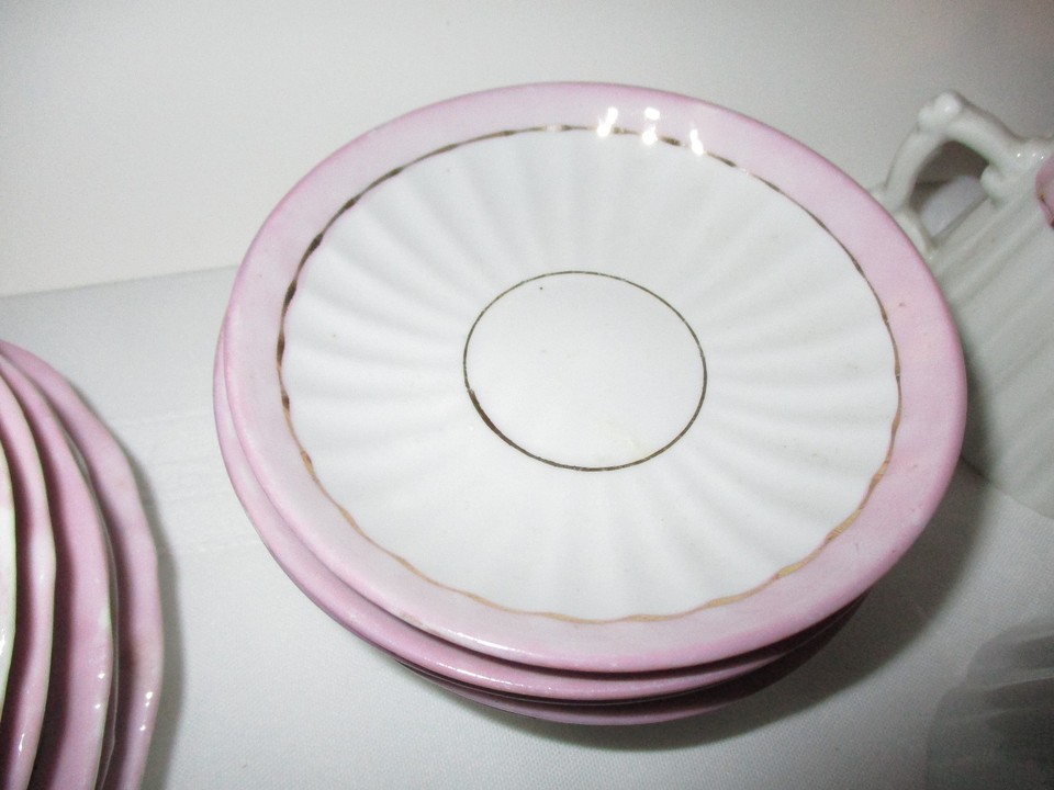 VINTAGE CHILDRENS DISH SET ~ PINK LUSTERWARE ~ EXCELLENT CONDITION | eBay