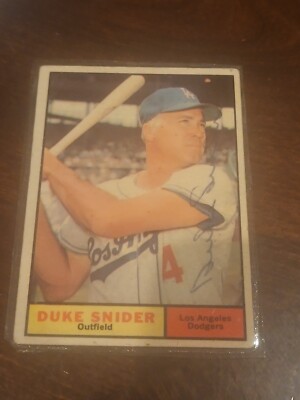 duke snider signed card autographed signature 1961 Topps baseball READ ...