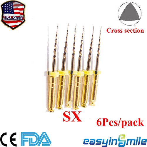 Dental SX Pro Files Taper Gold Endodontic Golden Niti Engine File 19MM ...