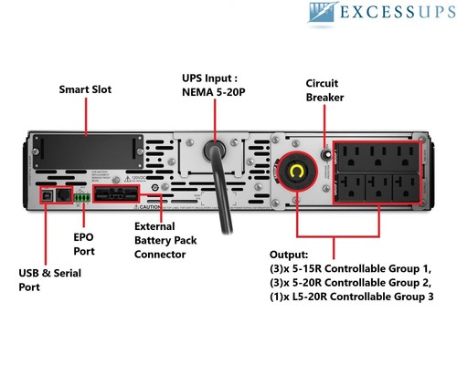 APC Smart-UPS X 2000VA 1800W LCD RM 2U 120V 20A SMX2000RMLV2U ...
