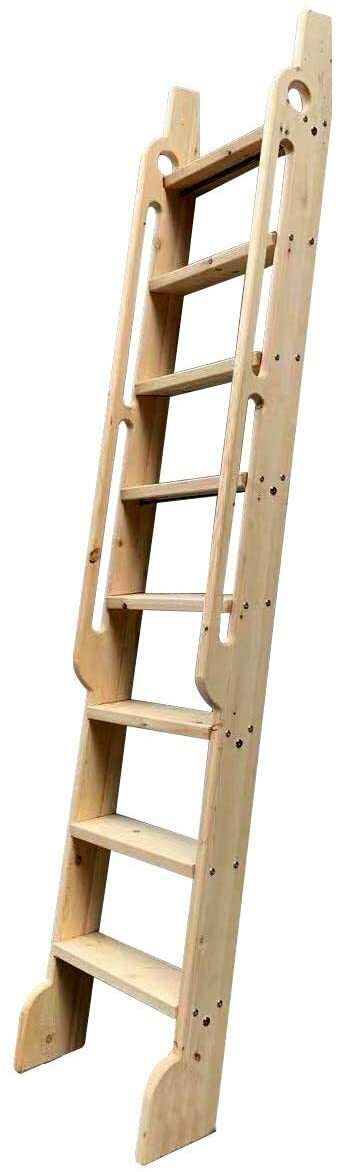 DIYHD Unfinished Rolling Library Wooden Step Ladder with Glab Handle | eBay