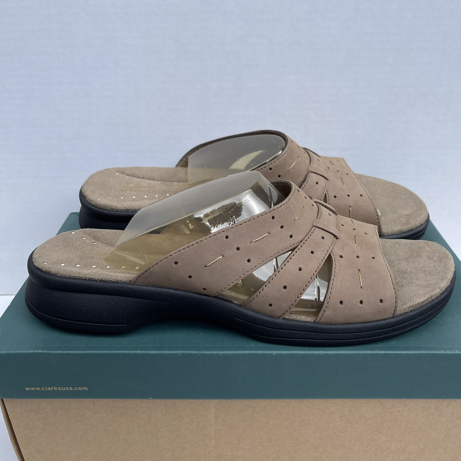 NIB NEW Clarks Springers Slide On Sandals Womens Sz 11 Tan Suede Slip ...