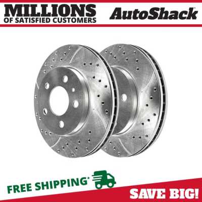 Front Drilled Brake Rotors Black Pair 2 for INFINITI Q50 G37 Q60 Q70 ...