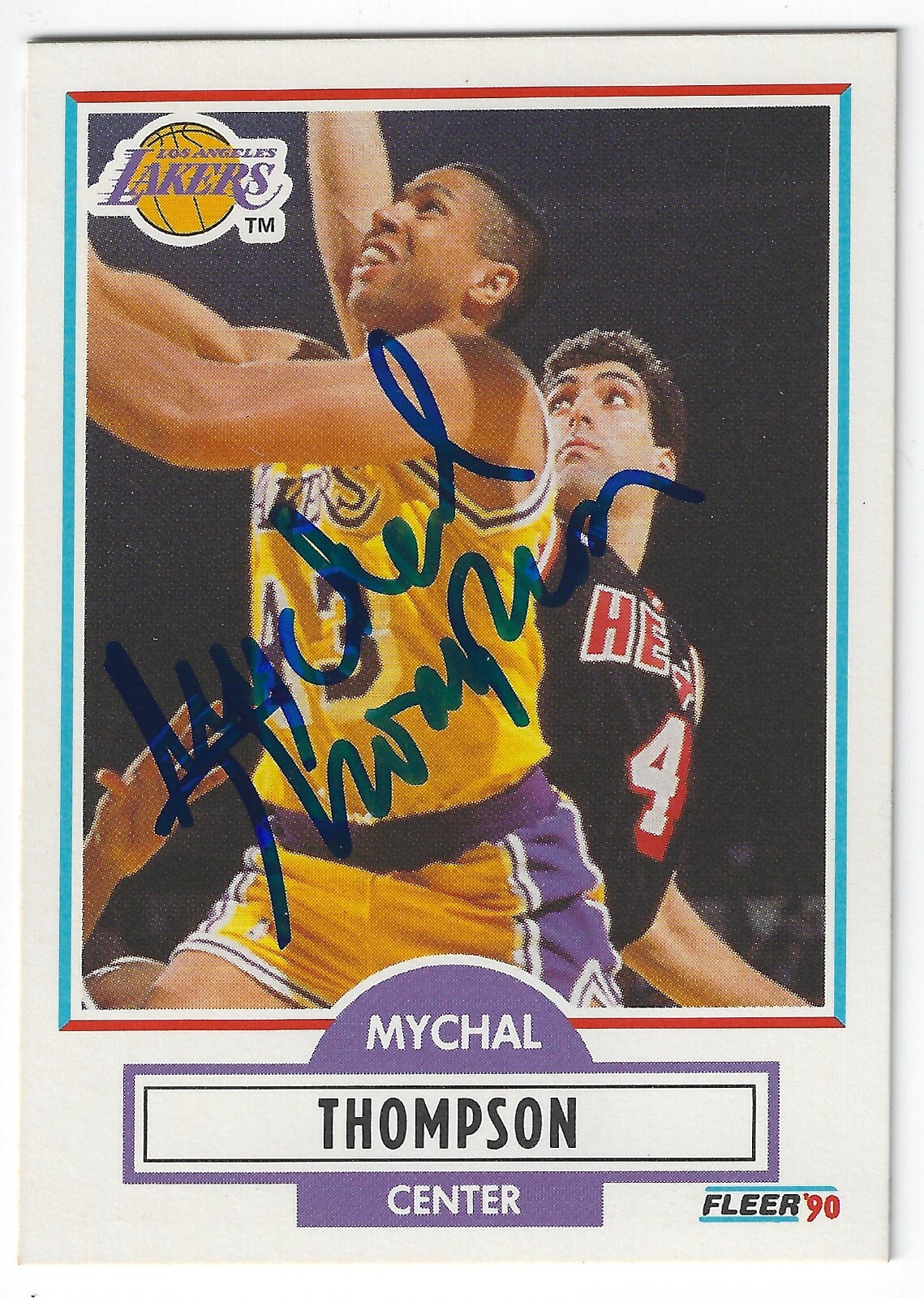 MYCHAL THOMPSON LOS ANGELES LAKERS SIGNED CARD TRAIL BLAZERS SAN ...