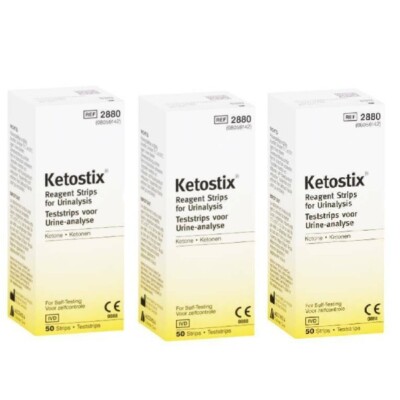 3 x Ketostix Ketone 50 Test Sticks Urinalysis Strips Ketosis Diabetes ...