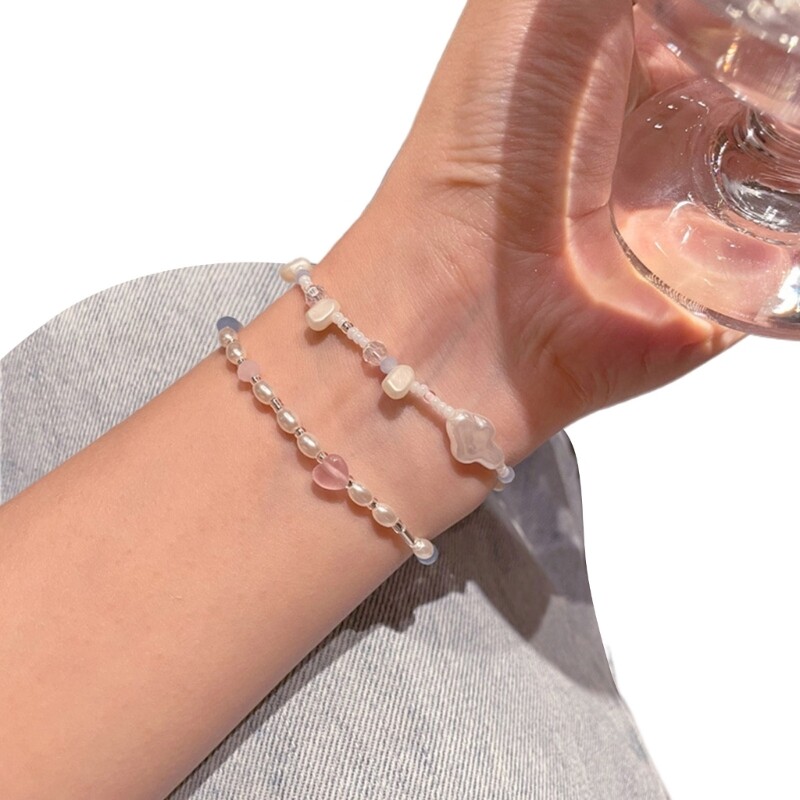 Exquisite Pearls Beaded Five-Pointed Star Bracelets for Women Sweet ...