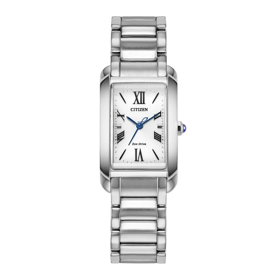 Citizen L EW5620-55A Rectangle Roman Numeral White Analog Ladies Dress ...