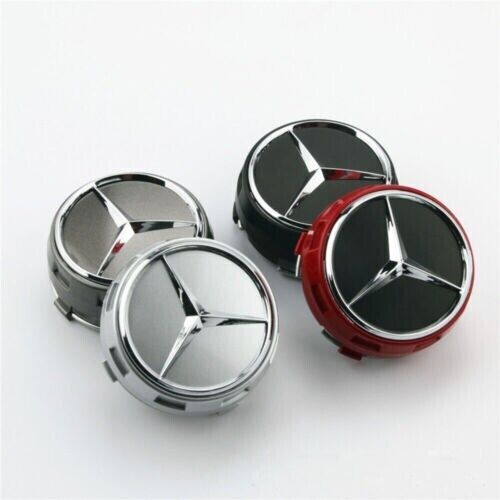 4 PCS 75MM WHEEL CENTER HUB CAPS COVER LOGO BADGE EMBLEM FOR MERCEDES ...