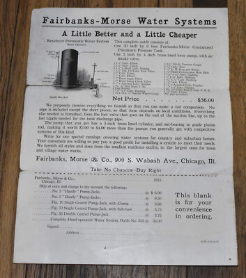 Vintage 1915 Fairbanks Morse Water System Pump Jack Mailout Advertising Brochure | eBay