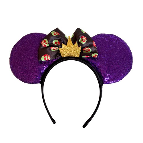 Disney Villains Evil Queen Poison Apple Minnie Mouse Ears Purple Sequin ...