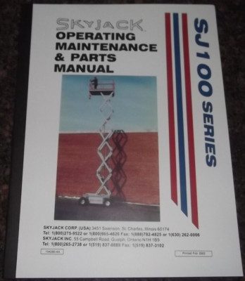 SKYJACK SJ100 SERIES SCISSOR LIFT OPERATION MAINTENANCE & PARTS MANUAL ...