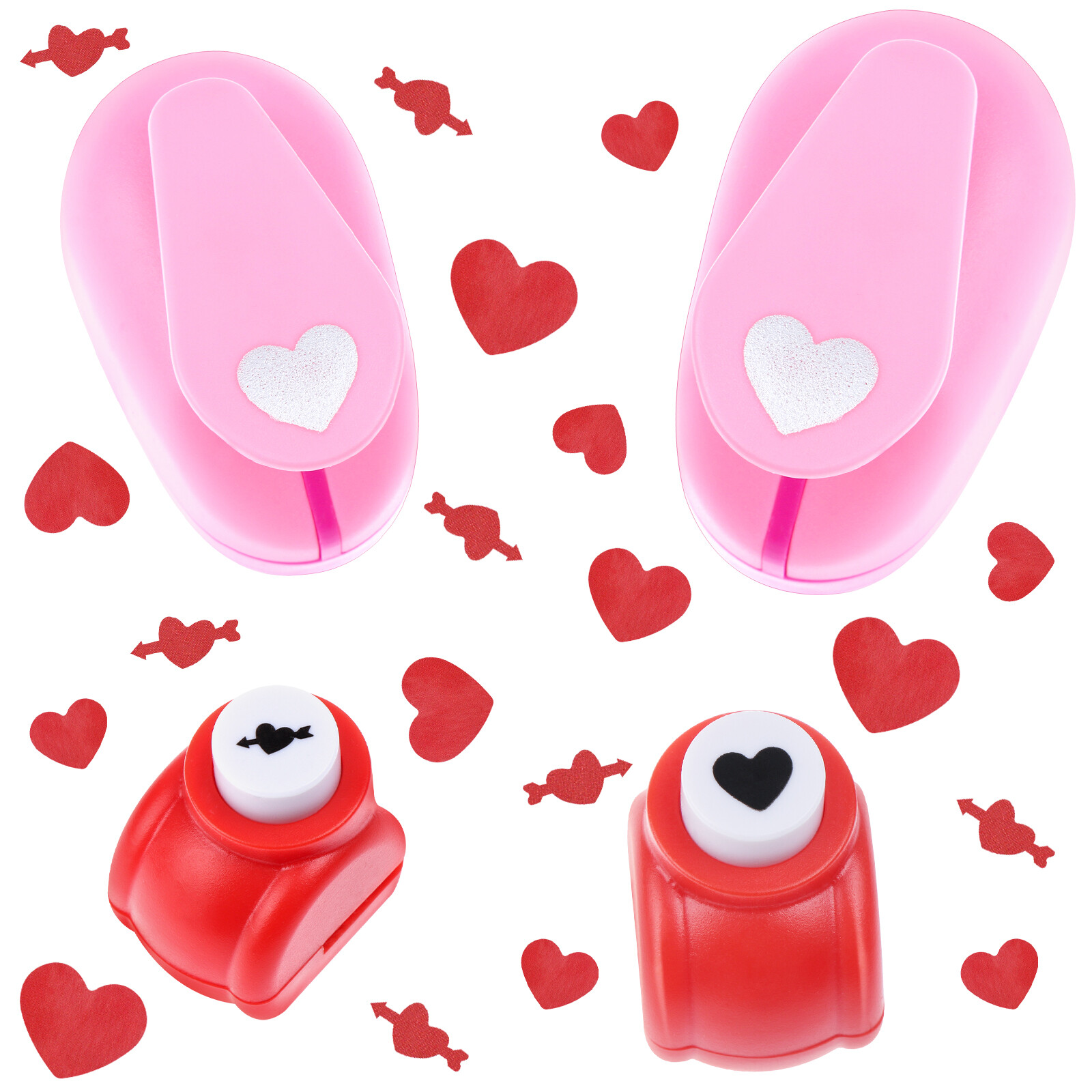 4 Pieces Paper Punch Heart Shape Punch Craft Paper Hole Punch 0.9 Inch ...