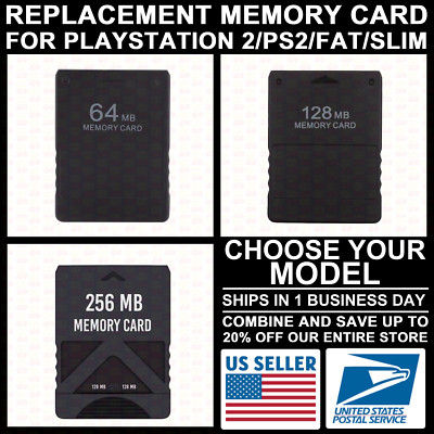 64MB/128MB/256MB Memory Card for PS2 PlayStation 2/Slim Console 64/128 ...