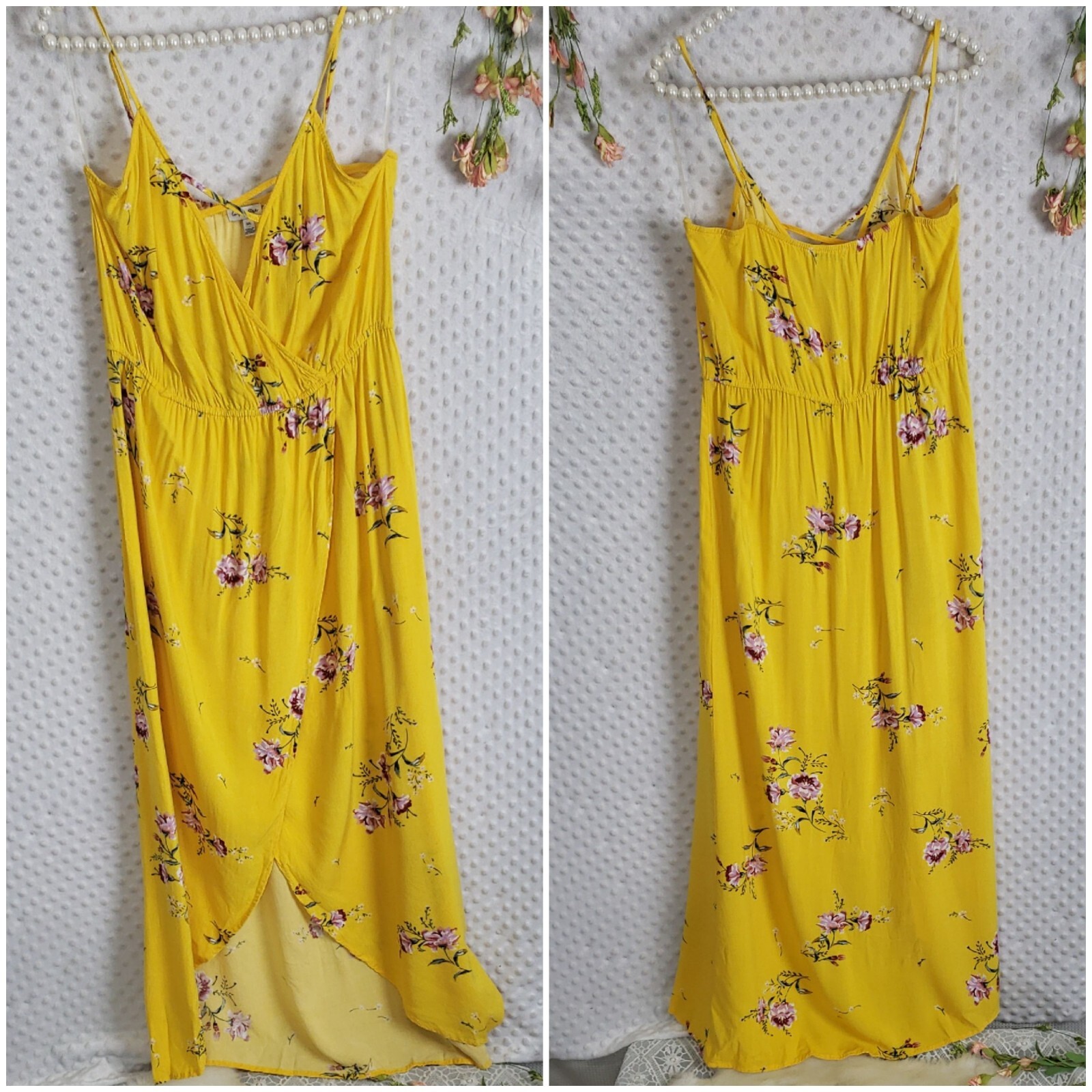 Love, Fire Dress Size Large High Low Maxi Yellow Floral Sexy Summer | eBay