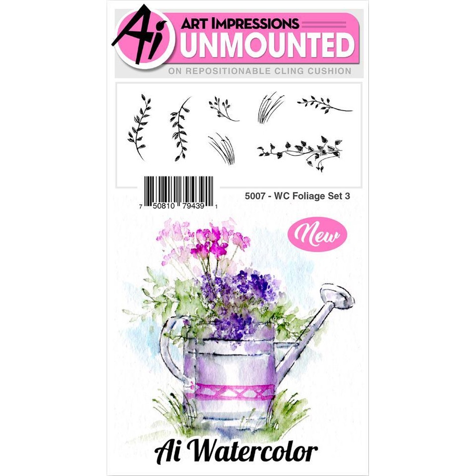 Art Impressions Watercolor Stamp Set Flowers Foliage, Trees, Birdhouse ...