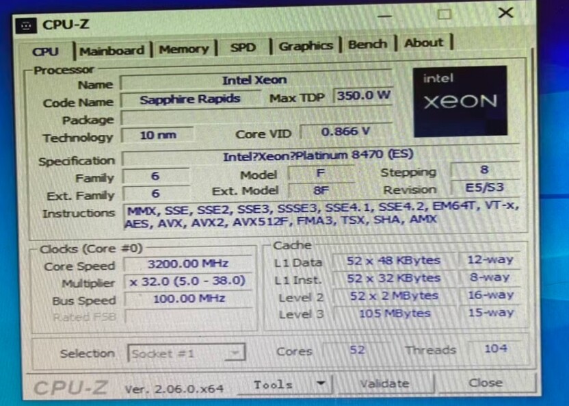 Intel Xeon Platinum 8470 QS 52C 104T 2GHz LGA4189 105.0MB 350W 2S | eBay