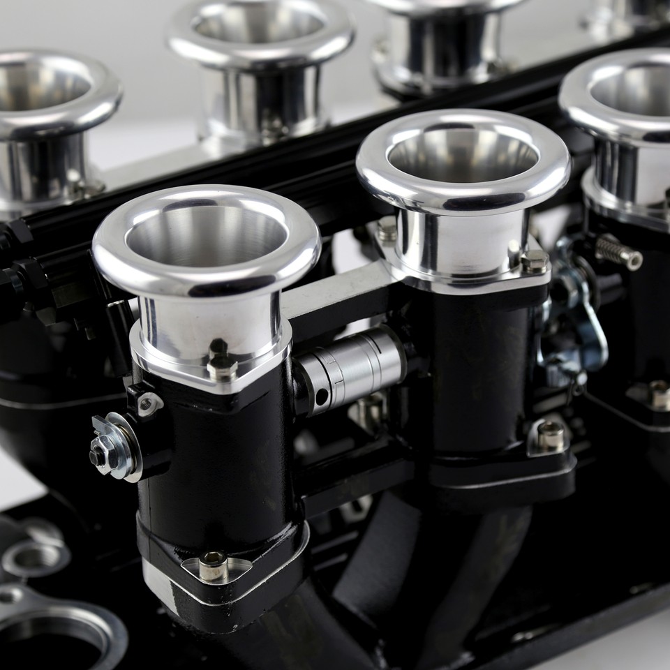 Chevy SBC 350 Downdraft EFI Stack Intake Manifold System Complete Black ...