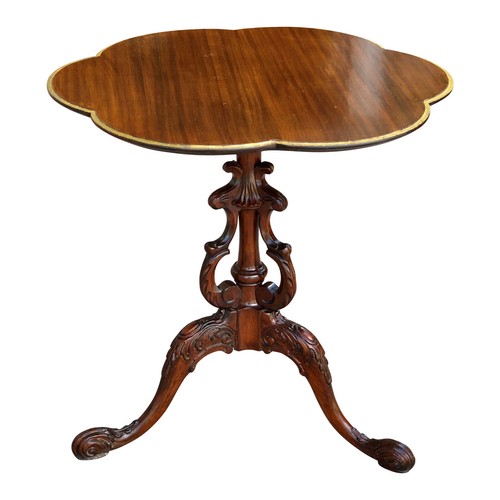 Antique Victorian Carved Mahogany Clover Top Side Table | eBay