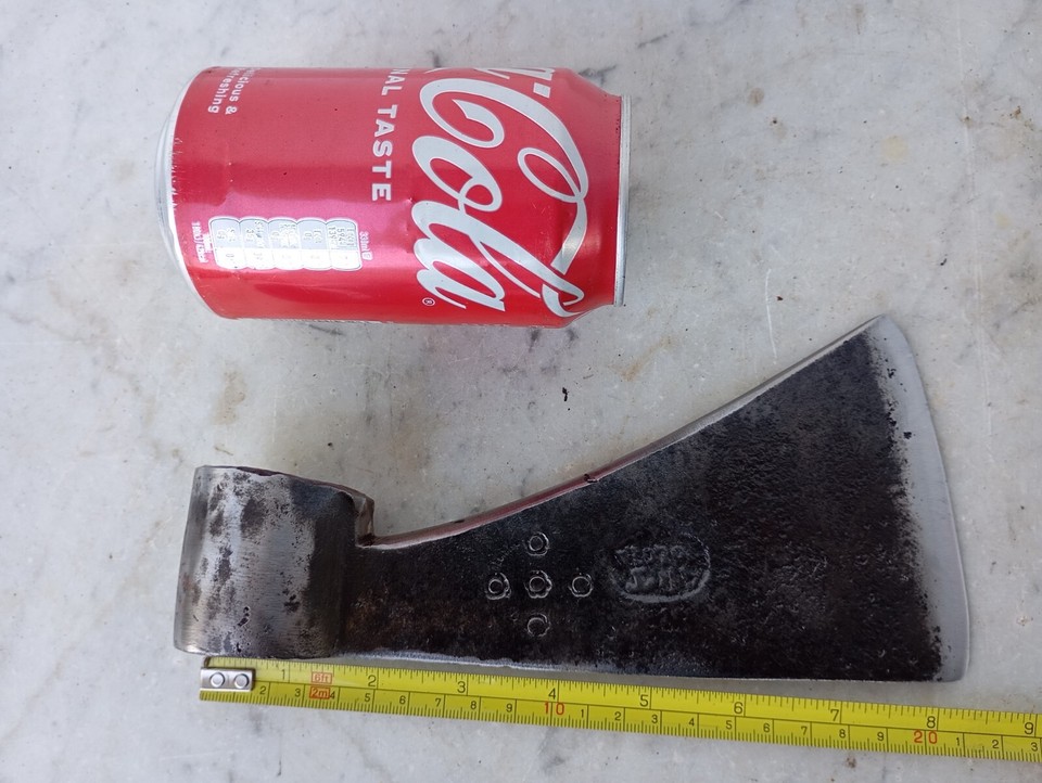 Antique Old Large Axe Wrought Carbon Steel Blacksmith Marks Signature ...